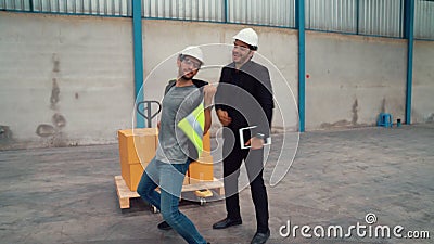 Funny Factory Workers Dance in the Factory Stock Video - Video of ...
