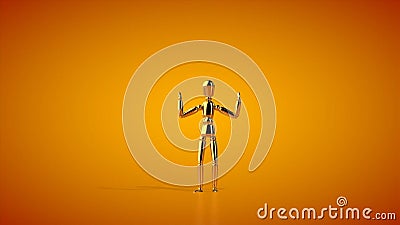 Funny Golden Mannequin Break Dancing, Seamless Loop, Orange Studio ...