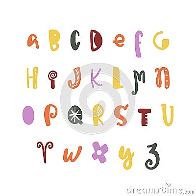 Funny Hand Drawn Colorful Alphabet Vector Illustration | CartoonDealer ...