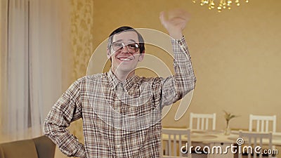 Friendly Nerd Waving His Hand Stock Footage - Video of hello, humor ...