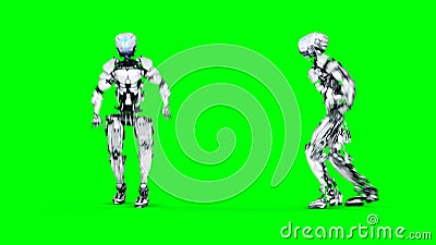 Funny Robot is Dancing . Realistic Motion and Reflections. 4K Green ...