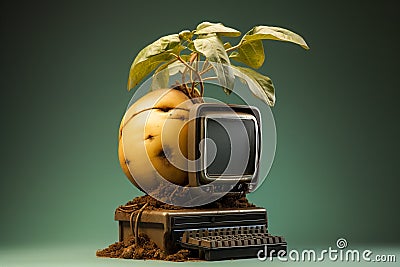 Funny Slow Old Obsolete Desktop PC In A Case That Look Like Potato ...