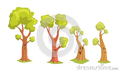 Funny Trees Cartoon Characters Collection, Tree With Human Faces ...