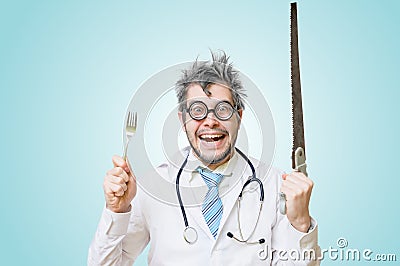 Funny Wacky And Crazy Surgeon Doctor Holds Unusual Instruments Royalty ...