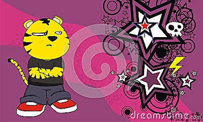 Grumpy Tiger Cartoon Expression Background Vector Illustration ...