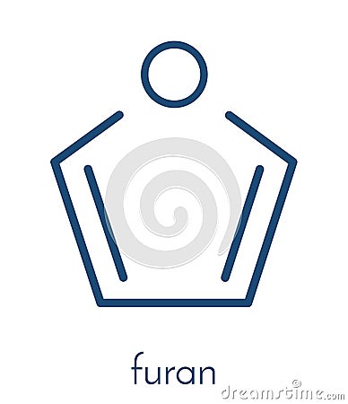 Furan Heterocyclic Aromatic Molecule. Skeletal Formula. Cartoon Vector ...