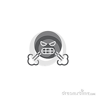 Furious Emoticon Vector Icon Symbol Angry Isolated On White Background ...