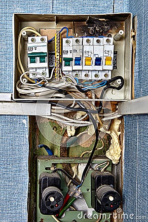 Fuse Box With Burnt Circuit Breaker Panel Royalty-Free Stock Photo ...