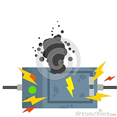 Damaged Switchboard. Cartoon Flat Illustration | CartoonDealer.com ...
