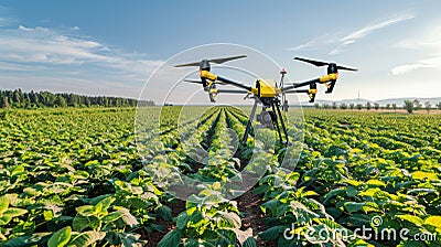Futuristic Agricultural Scene Drone Pollinators And Automated Machinery ...