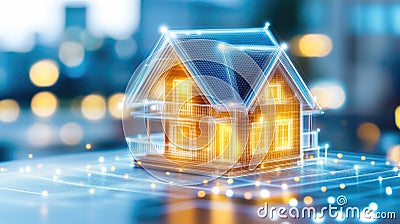 Futuristic Ai Powered Smart Home Wireframe Hologram Concept Stock Image ...