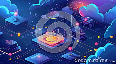 Futuristic AI Weather Forecasting In 3D Isometric View Concept Stock ...