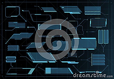 Futuristic Callout Title Banners. Digital Frame Boxes, Cyberpunk Style ...