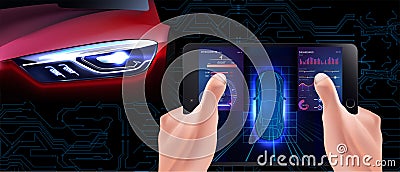 Futuristic Car Cockpit. Autonomous Car. Driverless Vehicle. HUDHead Up ...