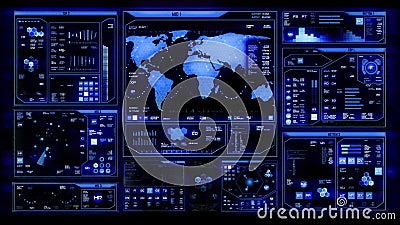 Futuristic Command Center Interface (loop Ready) Stock Video - Video of ...