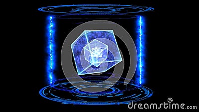 Futuristic Cube Empty Core Energy Surface Digital Laboratory Stock ...