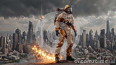 Futuristic Firefighters Use Advanced Technology. Stock Photography ...
