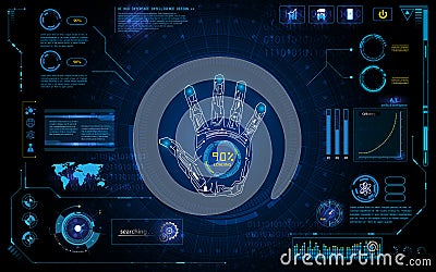 Futuristic Hand Scan Identify With Hud Element Interface Screen Monitor ...