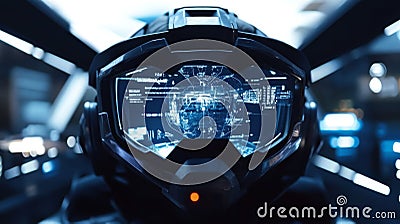 Futuristic Helmet With Digital HUD Display In Sci-Fi Environment ...