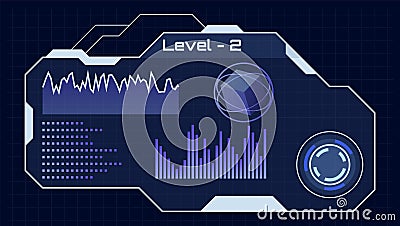 Futuristic Hud Interface Showing Level 2 With Charts, Loading ...