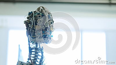 Futuristic Humanoid Female Robot is Idle. Concept of Future. the Head ...