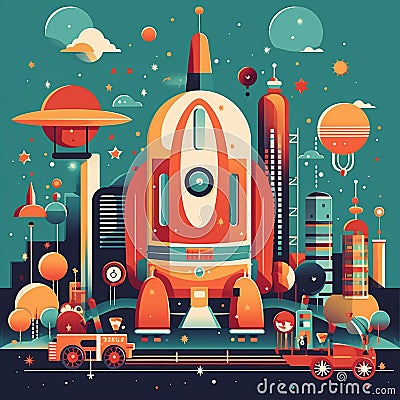 Futuristic Imaginative Parade Scene Celebrating The Progress Of A ...