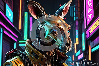 Futuristic Kangaroo With Cyberpunk Armor And Enhancements Royalty-Free ...