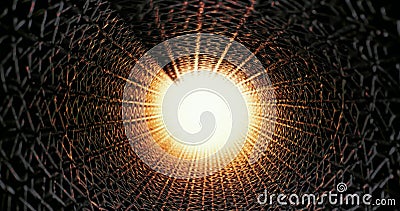 Futuristic Looking Metal Grid Tube Pattern, Light at the End Stock ...