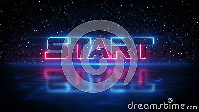 Futuristic Motion Red and Blue Start Lettering Neon Light on Dark Blue ...
