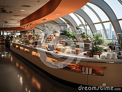 Futuristic Office Cafeteria With Automated Food Ordering And Robots ...