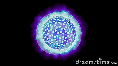 Futuristic Orb with Neon Glowing Energy Plasma Rotating on Transparent ...
