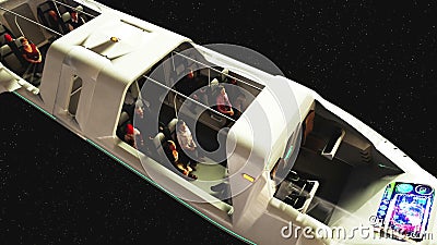 Futuristic Passenger Bus Flying in Space. Transport of the Future ...
