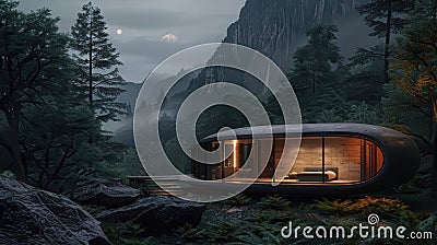A Futuristic Remote Work Pod Nestled In A Forest, Showcasing Innovative ...