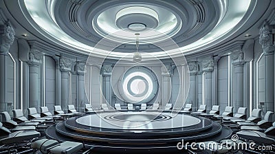 Futuristic Renaissance Courtroom With Heptagram Layout And Baroque ...