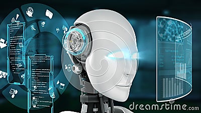 Futuristic Robot, Artificial Intelligence CGI Big Data Analytics and ...
