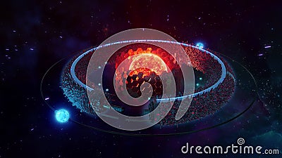 Futuristic Sci-fi City on a Ring Planet with Cyberpunk Structures ...