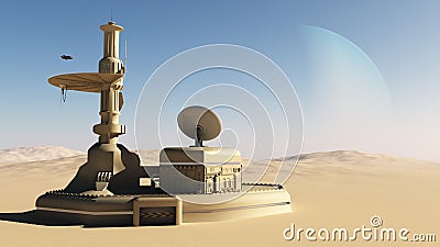 Futuristic Sci-Fi Desert Outpost Building Royalty Free Stock Photos ...