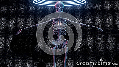 Futuristic Sci Fi Skeleton Opening His Jaw at Camera Stock Video ...