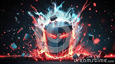 A Futuristic Shield With Glowing Elements Breaking Apart, Symbolizing ...