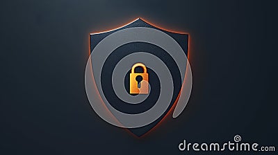 Futuristic Shield With A Glowing Lock, Symbolizing Advanced Digital ...