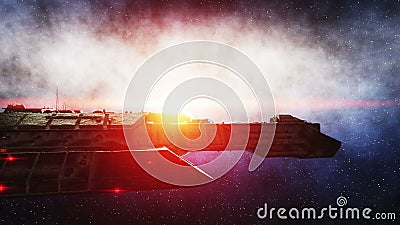 Futuristic Space Ship. Realistic Metal Surface Ship, Displacement and ...