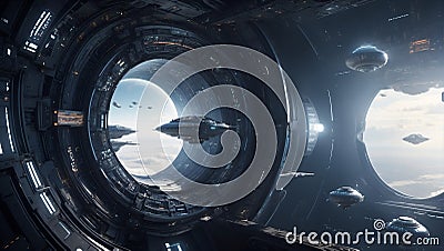 Futuristic Spaceport In Interstellar Setting.ai Generated Stock ...