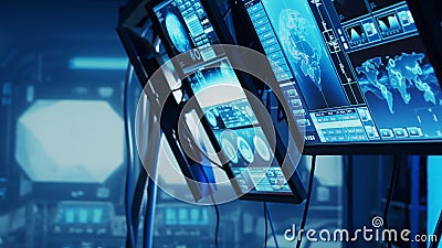 Futuristic Spaceship Control Panel Interface. Spacecraft Digital ...