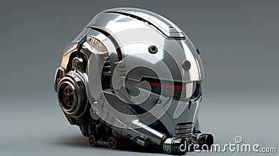 Futuristic Titanium Sci-fi Robot Helmet With Chrome Reflections Stock ...