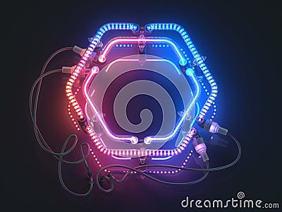 Futuristic Ultraviolet Hexagon Frame Border. Royalty-Free Stock Photo ...