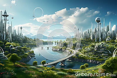 Futuristic Utopia: Harmony Between Nature And Technology Stock Image ...