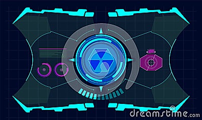 Futuristic Virtual Screen Showing A Radiation Symbol And A Target, Hud ...