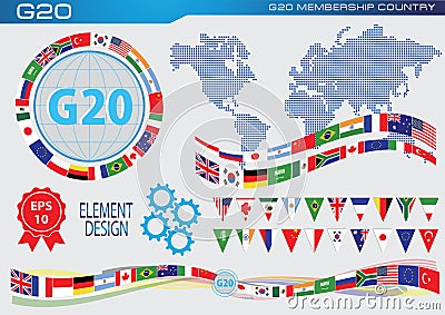 G20 Countries Flags or Flags of the World Element Design Stock ...