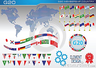 G20 Countries Flags Or Flags Of The World Element Design Royalty-Free ...