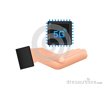 5G ESIM Embedded SIM Card With Hands Icon Symbol Concept. New Chip ...